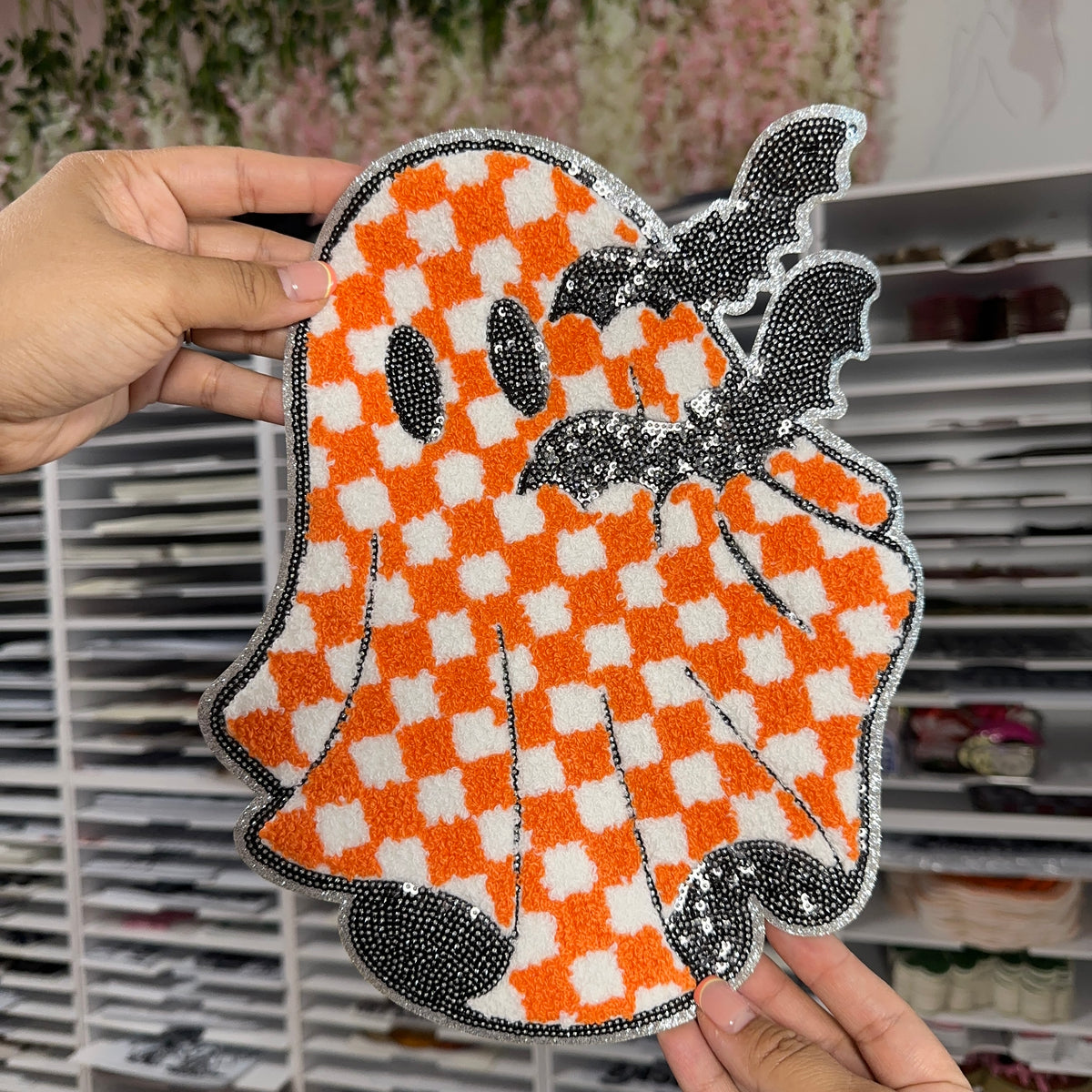 Checkered Ghost -Iron On Patch – Lovely Transfers