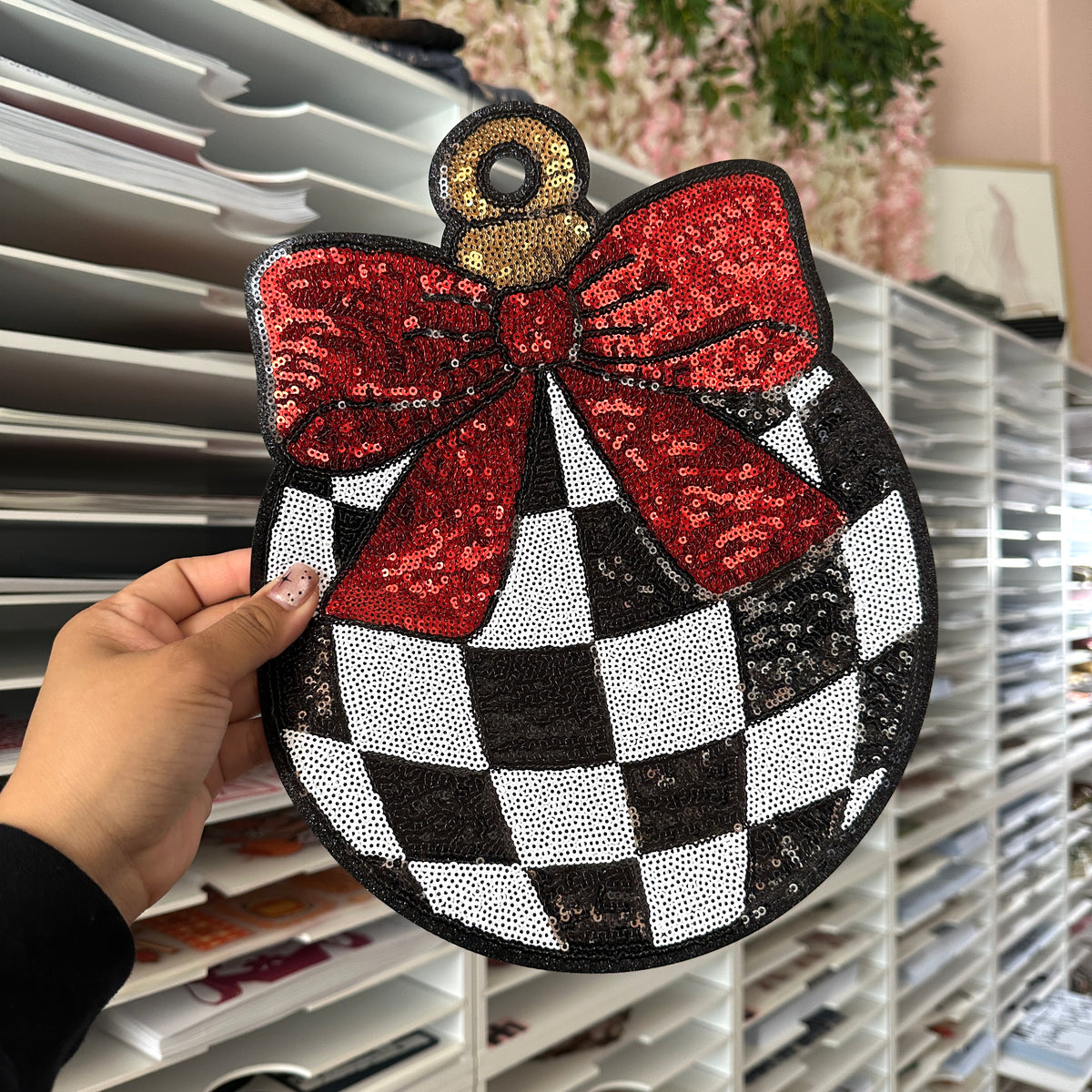 Checkered Ornament -Iron On Patch – Lovely Transfers