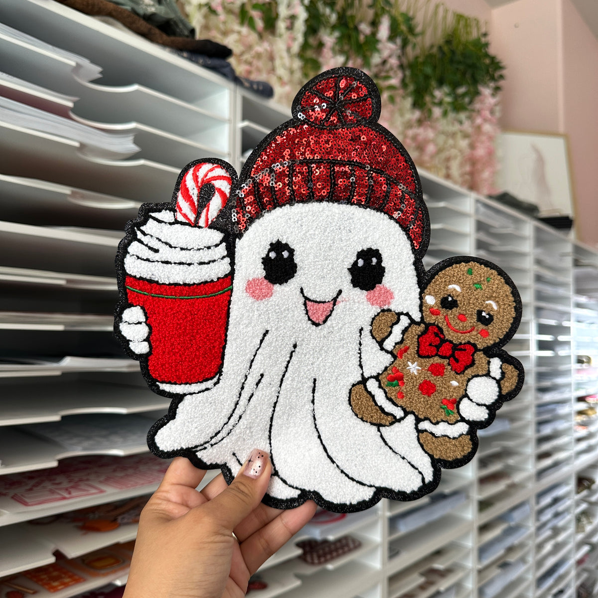 Christmas Ghostie -Iron On Patch – Lovely Transfers